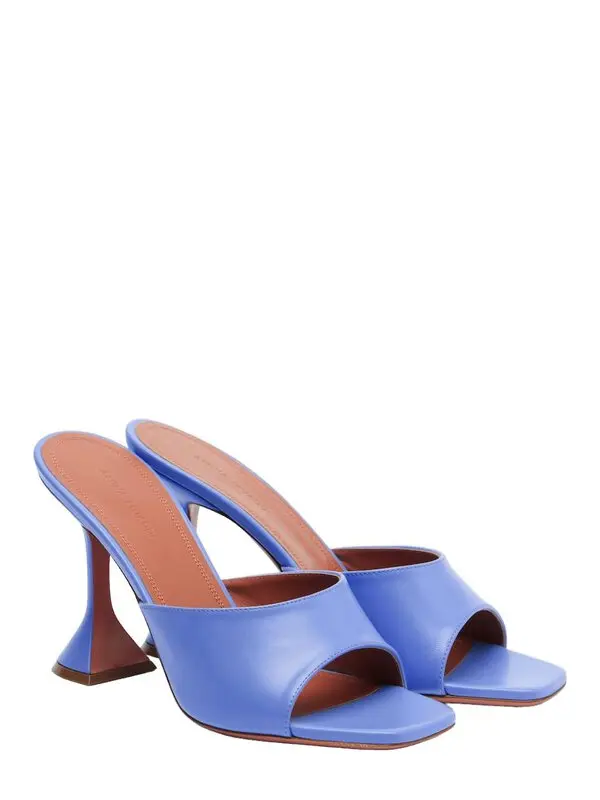 Amina Muaddi Lupita 95 Leather Mules - Blue