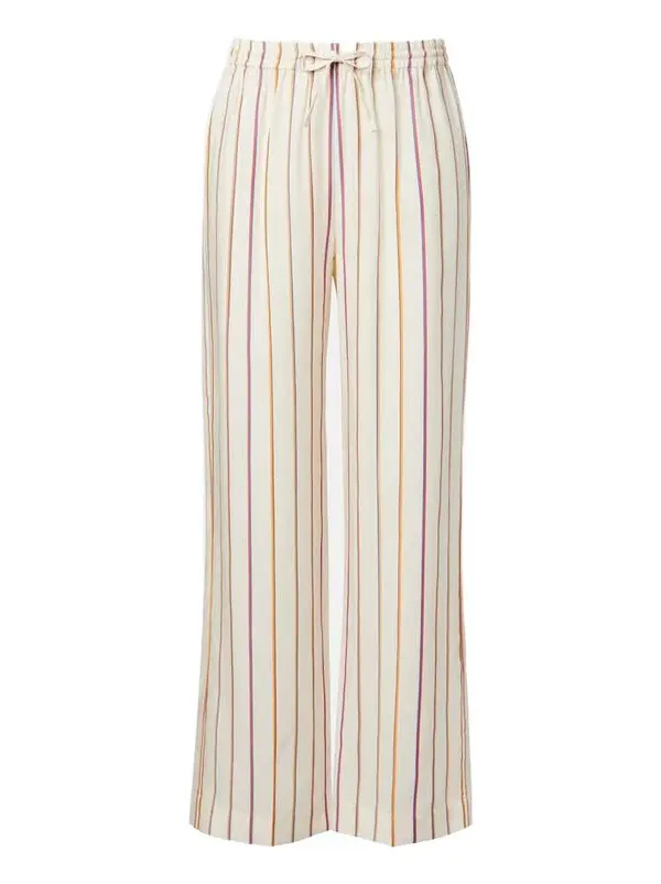 Asceno Aria Striped Straight Pants - White