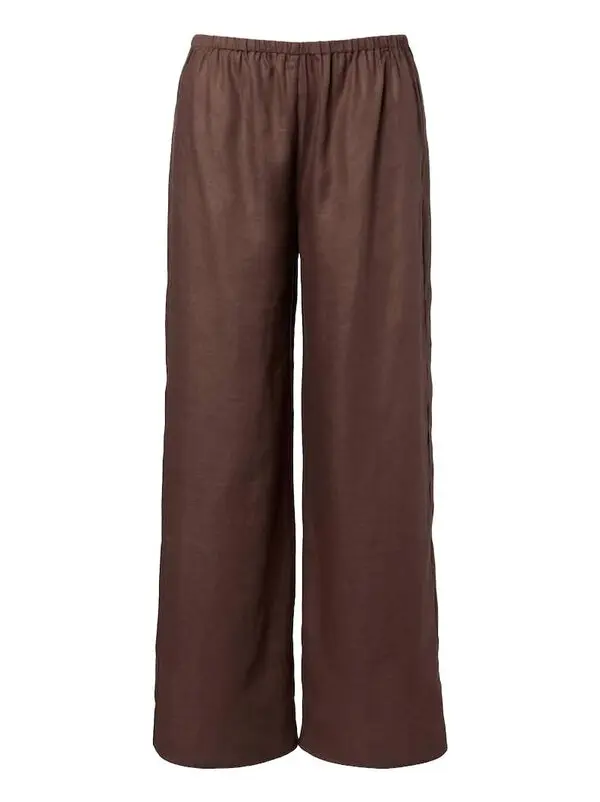 Asceno Austin Wide-leg Linen Pants - Brown