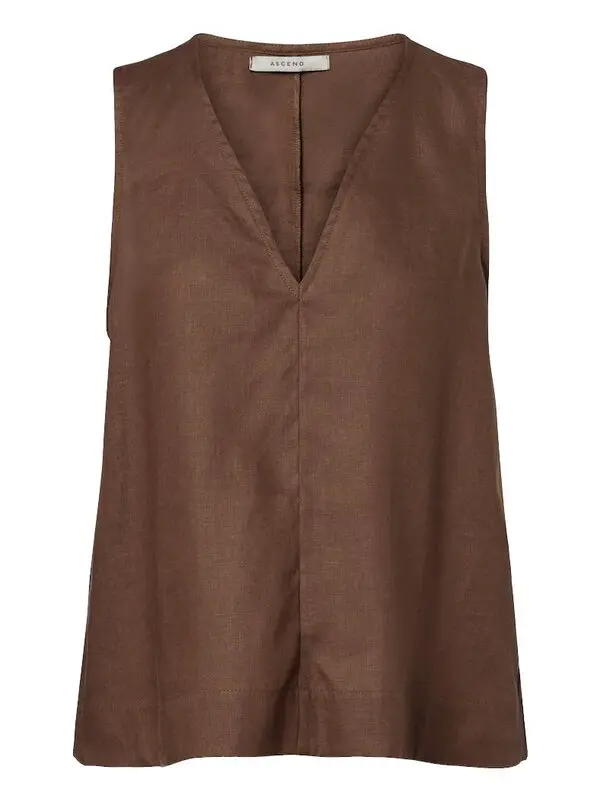 Asceno Linen Top - Brown