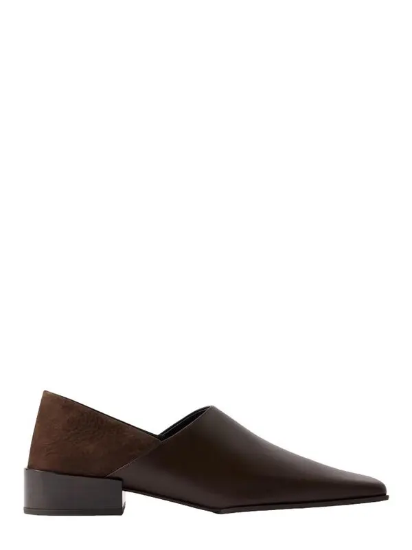 Alaïa Leather And Nubuck Loafers - Brown