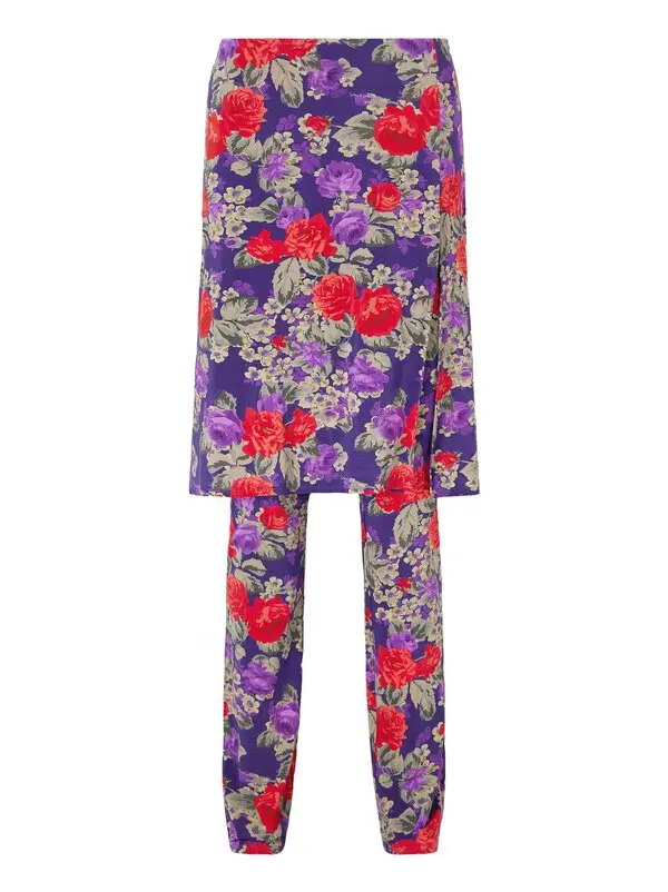 Acne Studios Intessa Floral-print Stretch-jersey Midi Skirt And Pants Set - Multi