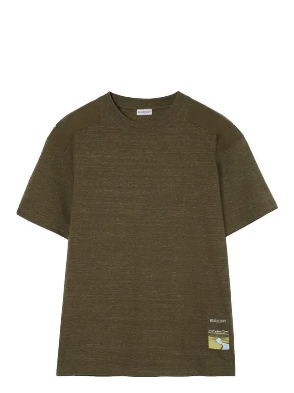 Burberry Landscape Label Cotton T-shirt - Thorn Green Melange