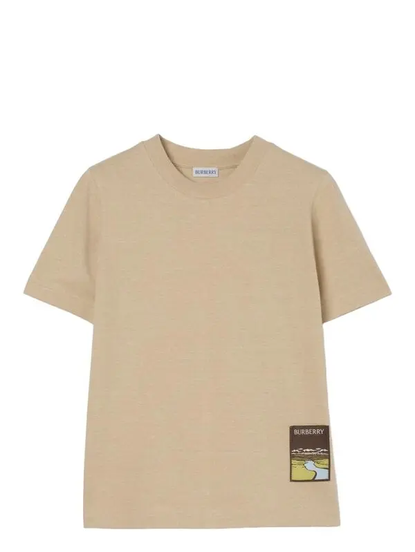 Burberry Landscape Label Cotton T-shirt - Dune Beige Melange