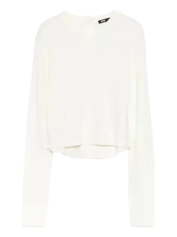 Maje Ribbed Sweater With Bow Detail - Neutrals