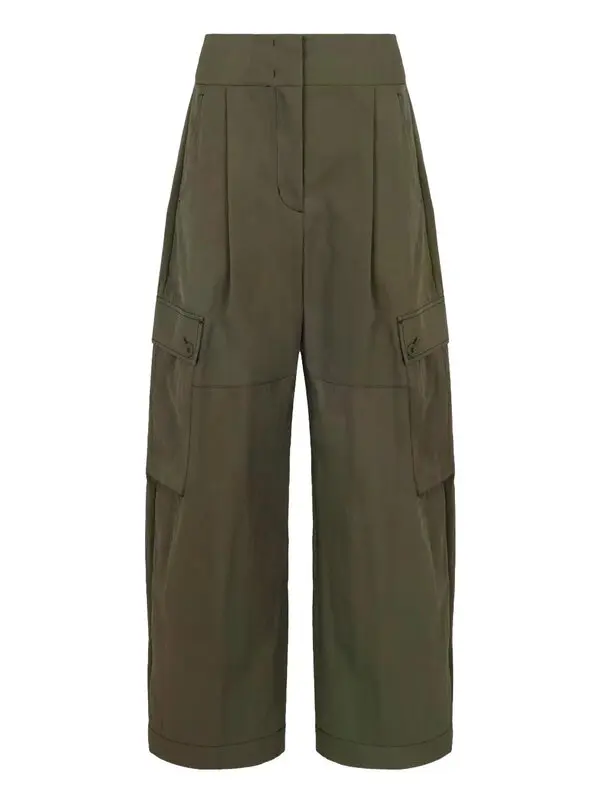 Max Mara Pleated Gabardine Trousers - Green
