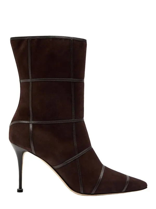 Manolo Blahnik Panelled Suede Mid-calf Boots - Brown