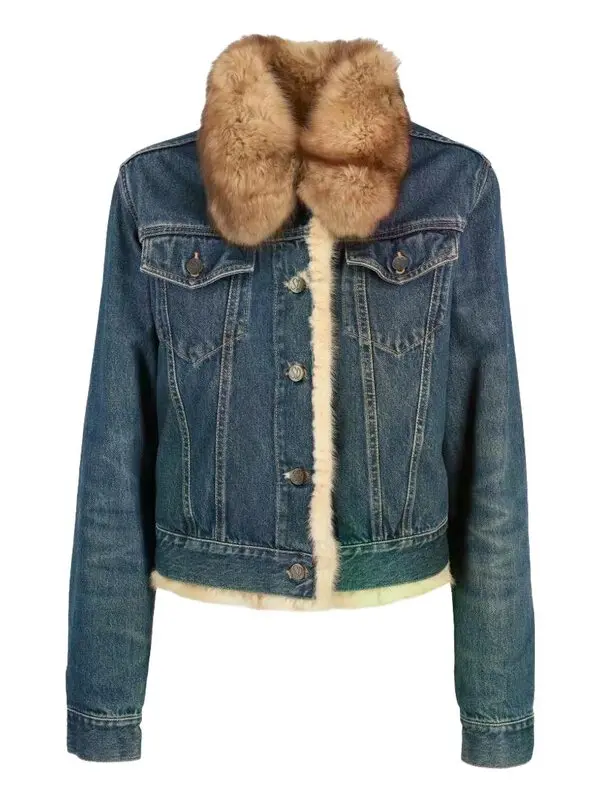 Simonette Ravizza Faux-fur Denim Jacket - Blue