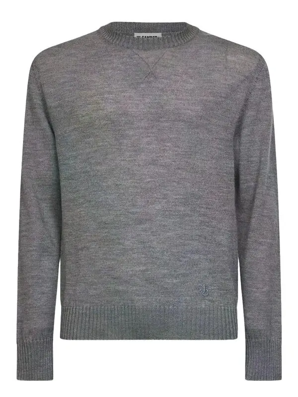 JIL SANDER Monogram-embroidered Crew-neck Sweater - Grey