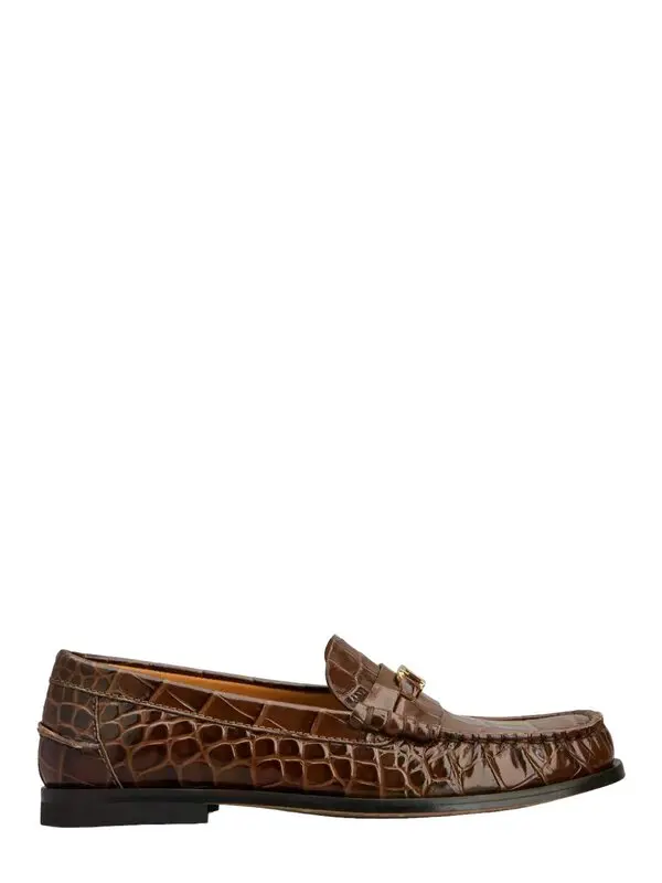 TOD'S Leather-embossed Loafers - Brown