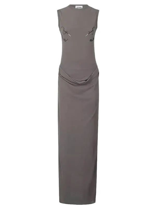 Jean Paul Gaultier Embroidered Long Dress - Grey