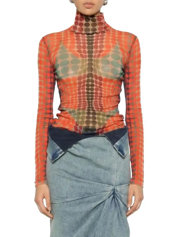 JEAN PAUL GAULTIER Long Sleeve Turtleneck Top - Red