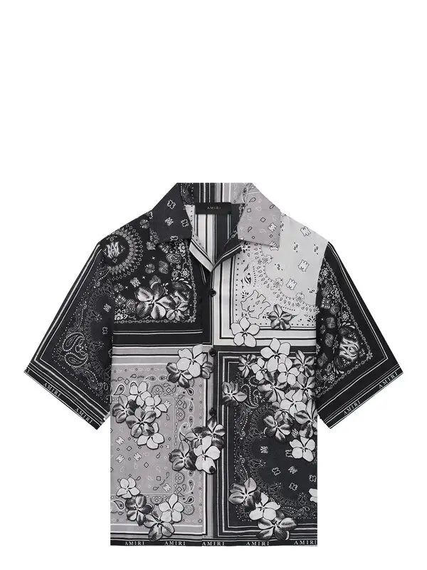 Amiri Bandana Floral Bowling Shirt - Black