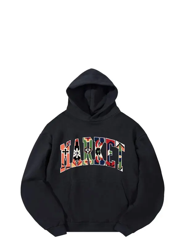 MARKET Floral Rug Arc Hooded Sweatshirt - Black