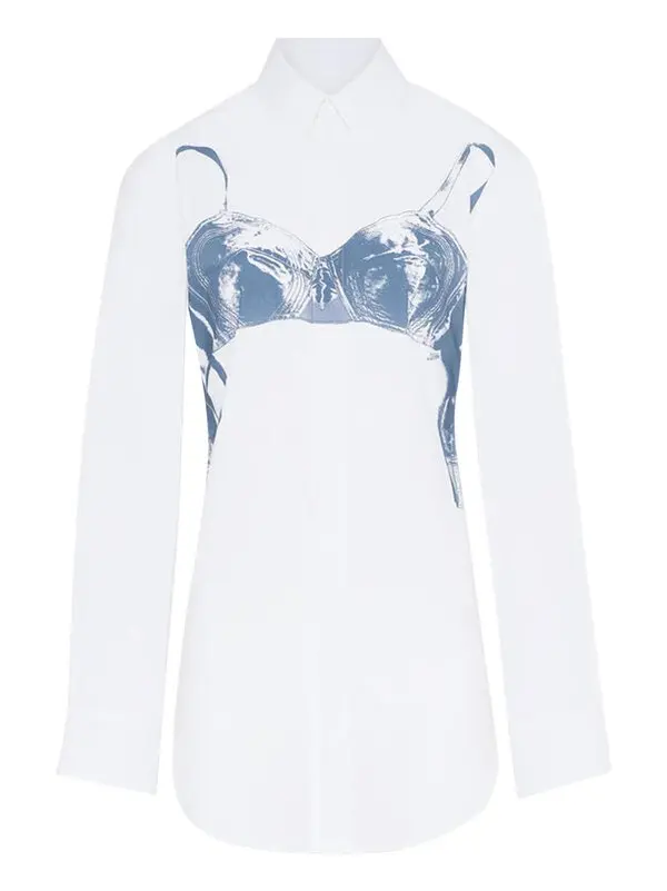 Jean Paul Gaultier Printed Scanned Bra Shirt - White