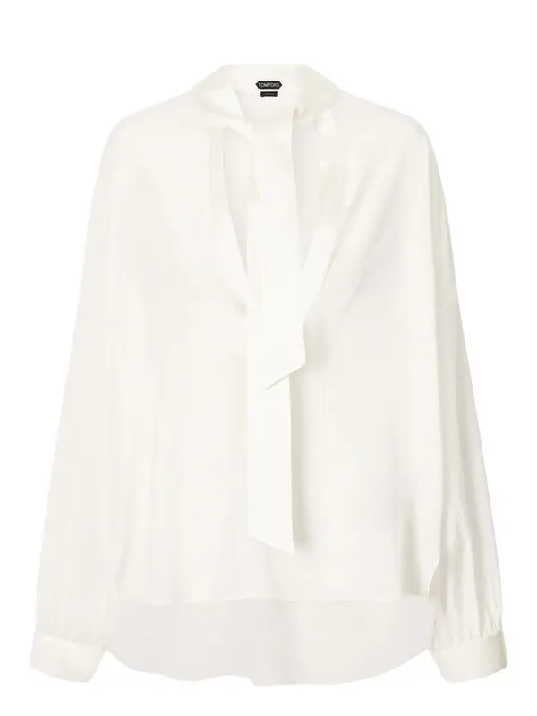 TOM FORD Pussy-bow De Chine Blouse - Off-white