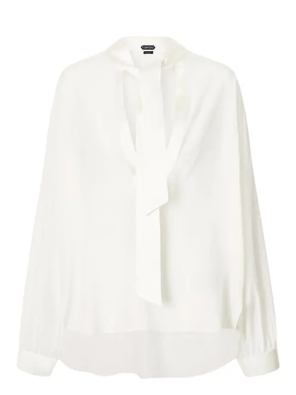 TOM FORD Pussy-bow De Chine Blouse - White