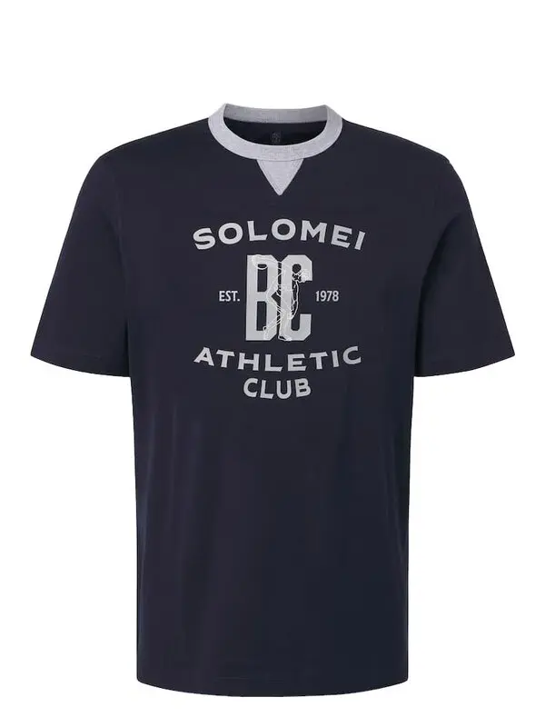 Brunello Cucinelli Printed Cotton Jersey T-shirt - Blue