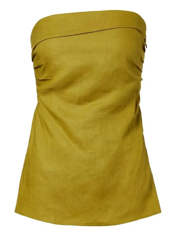 Faithfull The Brand Caen Strapless Linen Top - Green