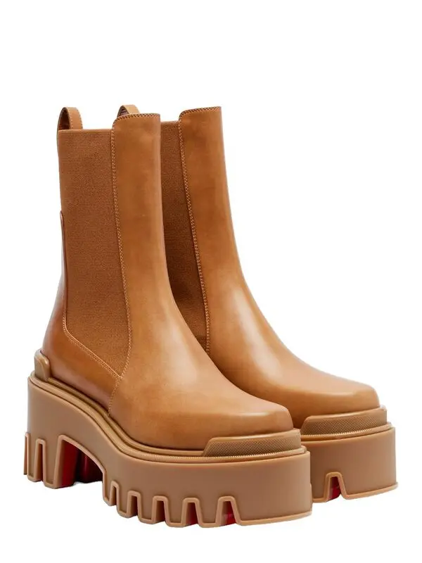 CHRISTIAN LOUBOUTIN Marchacroche Leather Chelsea Boots - Brown