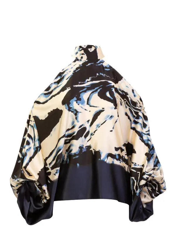 Silvia Tcherassi Safira Silk Asymmetric Top - Multi