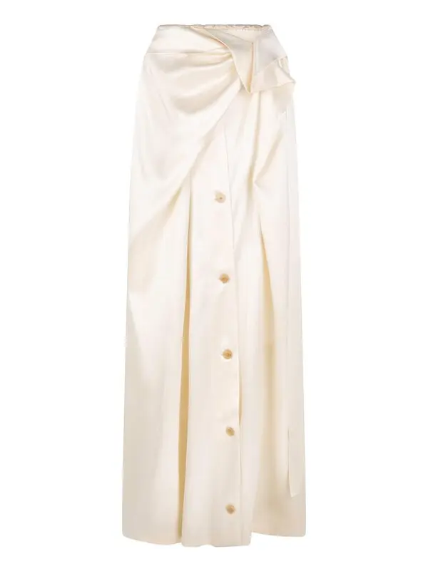 HEIRLOME Cordelia Gathered Silk Button-detailed Skirt - Ivory