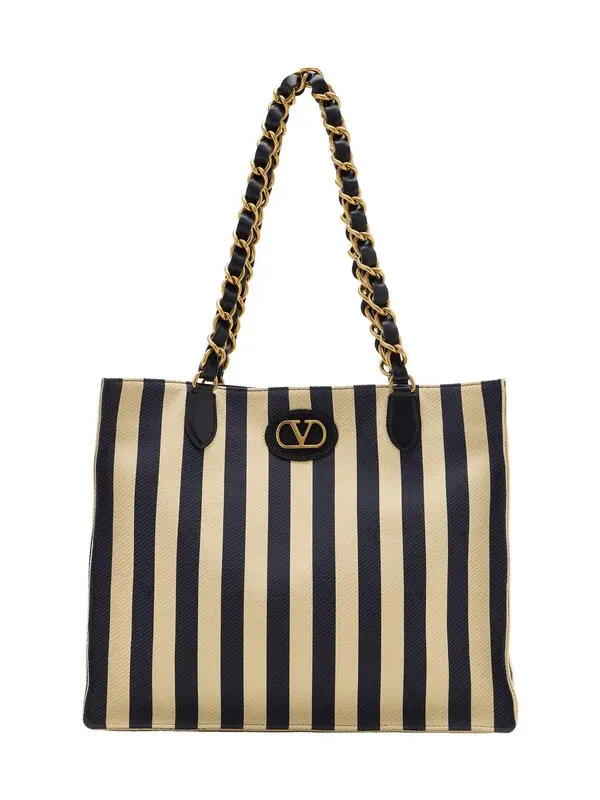 Valentino Garavani Tess Striped Denim Tote - Multi