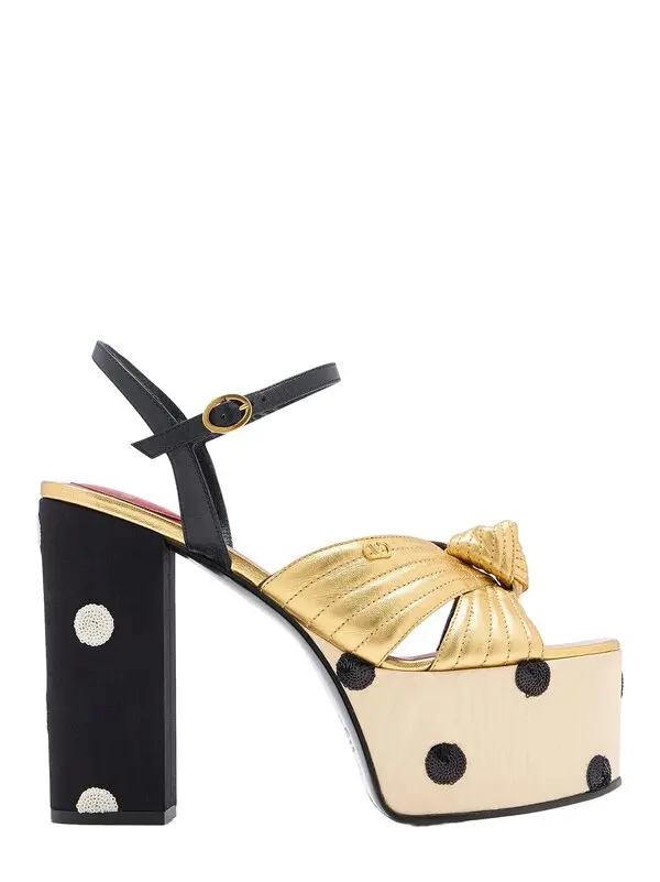 Valentino Garavani Leather Platform Sandals - Gold