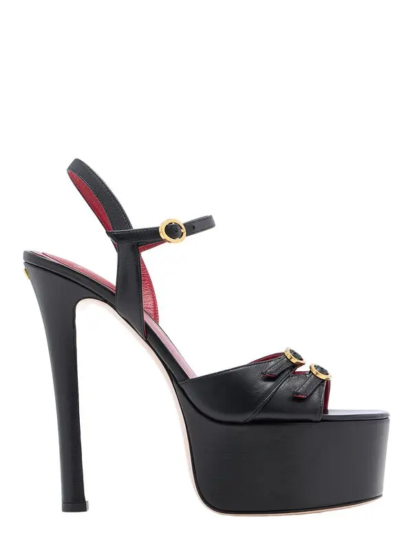 Valentino Garavani Vlogo Leather Platform Sandals - Black