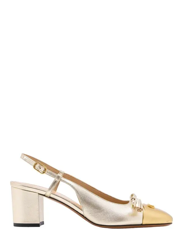 Valentino Garavani Valet Du Roi Leather Slingback Pumps - Gold