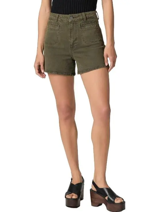 Paige High-waisted Welt Pocket Denim Shorts - Vintage Bayou Green