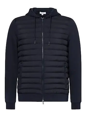 ARNE Hybrid Hooded Quilted Woven Jacket - Navy