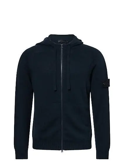 Stone Island Zipped Cashmere Hoody - Navy Blue
