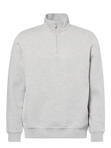 ARNE Essential Slim-fit Half Zip Cotton-blend Jumper - Marl Grey