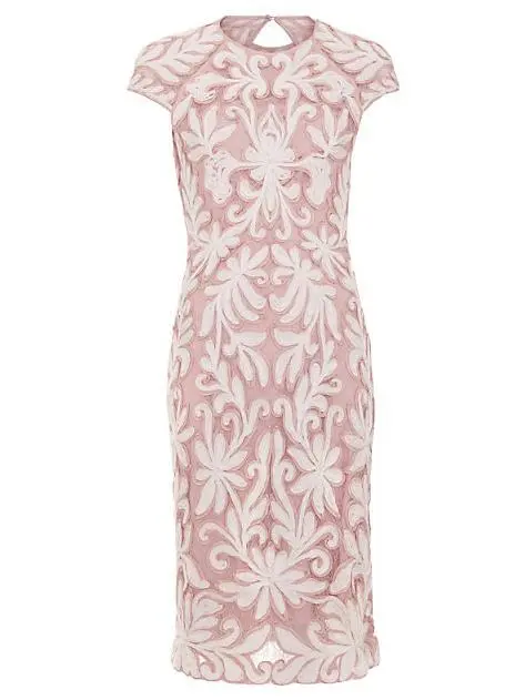 PHASE EIGHT Karima Tapework Lace Mini Dress - Pale Pink