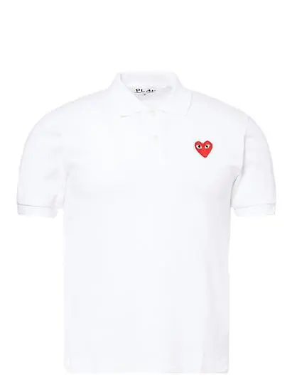 Play Comme Des Garcon Heart-appliqué Cotton Polo Shirt - White