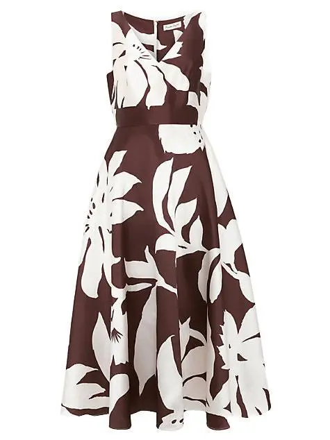 PHASE EIGHT Floral-print Woven Midi Dress - Brown