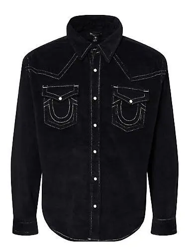True Religion Western Embroidered Cotton Shirt - Jet Black