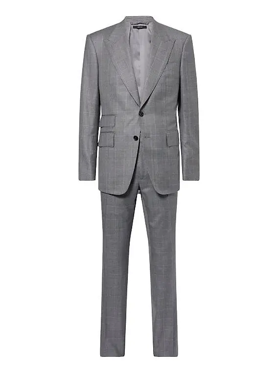 TOM FORD Shelton Check Single-breasted Wool Suit - Black&white