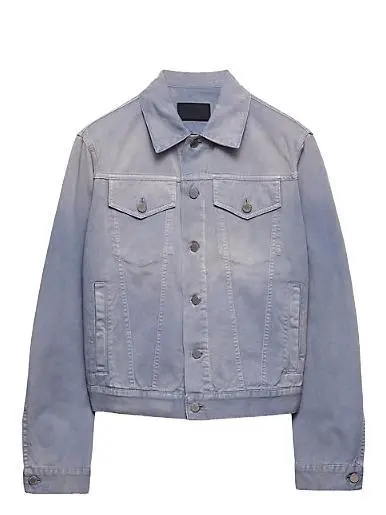 Prada Logo-patch Cotton-gabardine Blouson Jacket - Blue