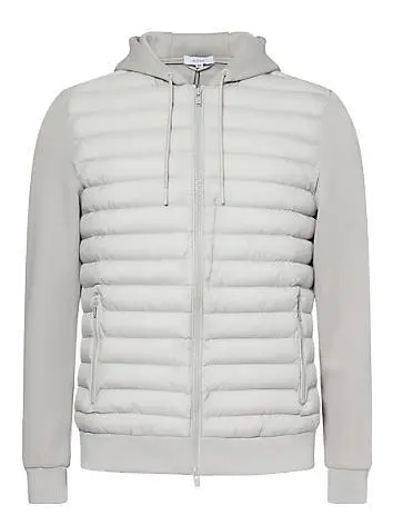 ARNE Hybrid Hooded Quilted Woven Jacket - Mid Grey