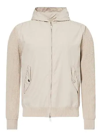 Eleventy Shell And Rib-knit Zip Jacket - Sabbia E Sabbia