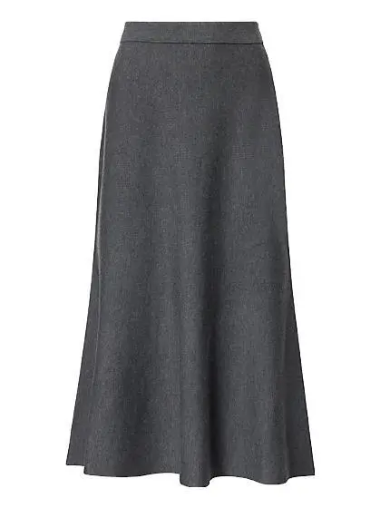 Simkhai Atwood Trumpet Wool Midi Skirt - Grey Melange