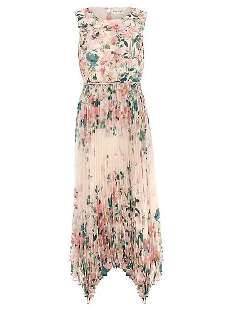 PHASE EIGHT Floral-print Stretch-woven Midi Dress - Pale Pink