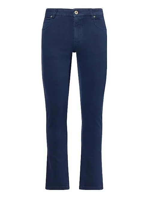 Eleventy Slim-leg Stretch-cotton Trousers - Blue