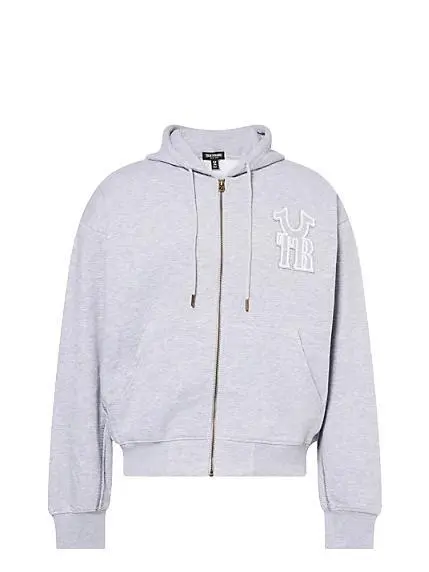 True Religion Logo-patch Cotton-blend Hoody - Heather Grey