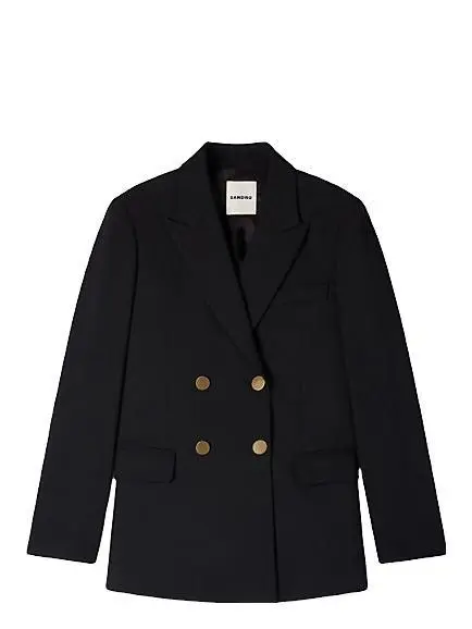 Sandro Wool Double-breasted Blazer - Black
