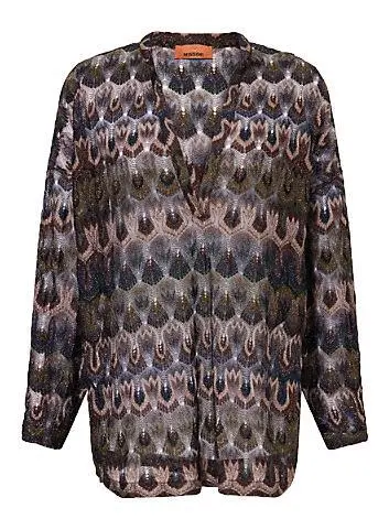 Missoni Chevron-print Metallic-knit Blouse - Dark Brown