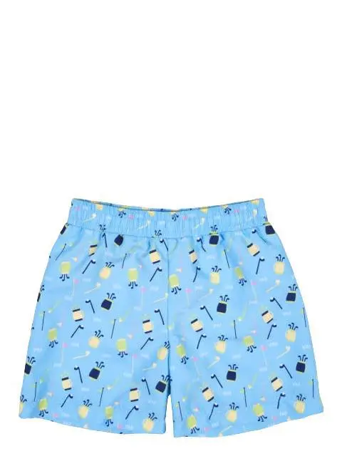 FLORENCE EISEMAN Golf Print Swim Trunk - Blue/multi