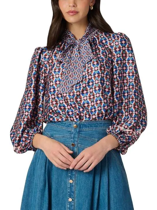 Shoshanna Rye Paulo Geo Print Blouse - Blush Multi